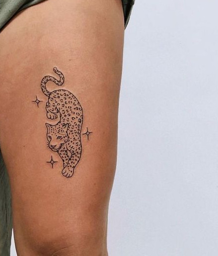 Black Leopard Print Tattoos On Shoulder